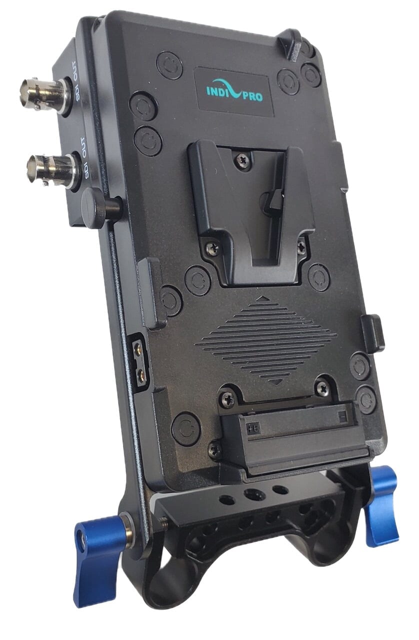 Indipro V-Mount Battery Plate w/ HDMI to SDI Converter with 15mm Rod M