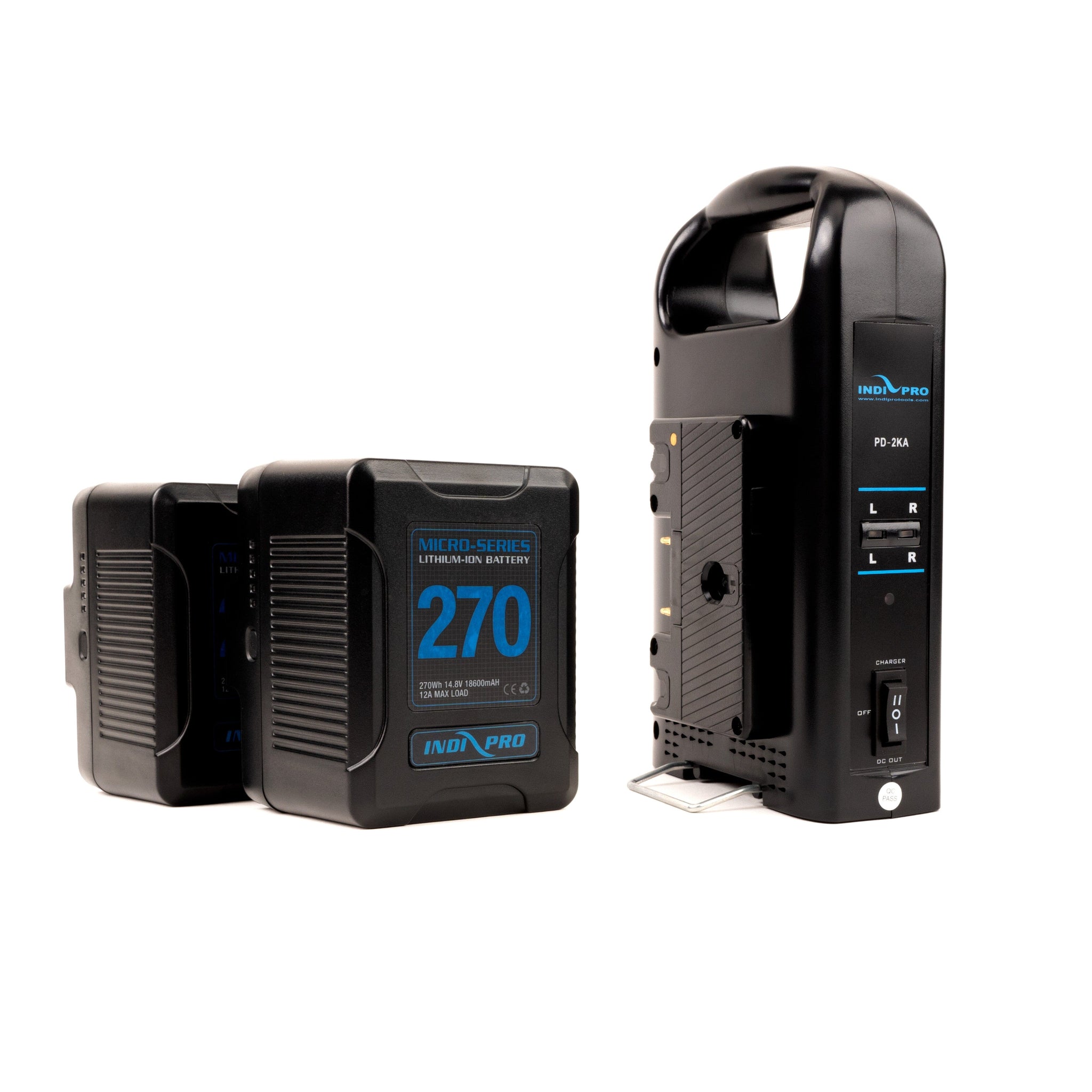 Indipro 2x Micro-Series 270Wh Gold Mount Li-Ion Batteries and Dual Gol