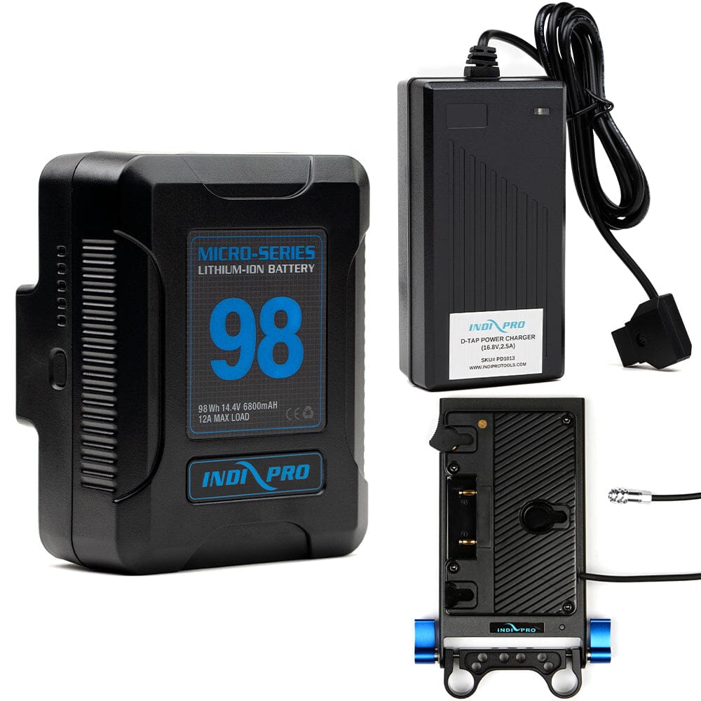 Indipro Micro Series 98Wh Gold Mount Battery, Charger & Gold Mount Pla