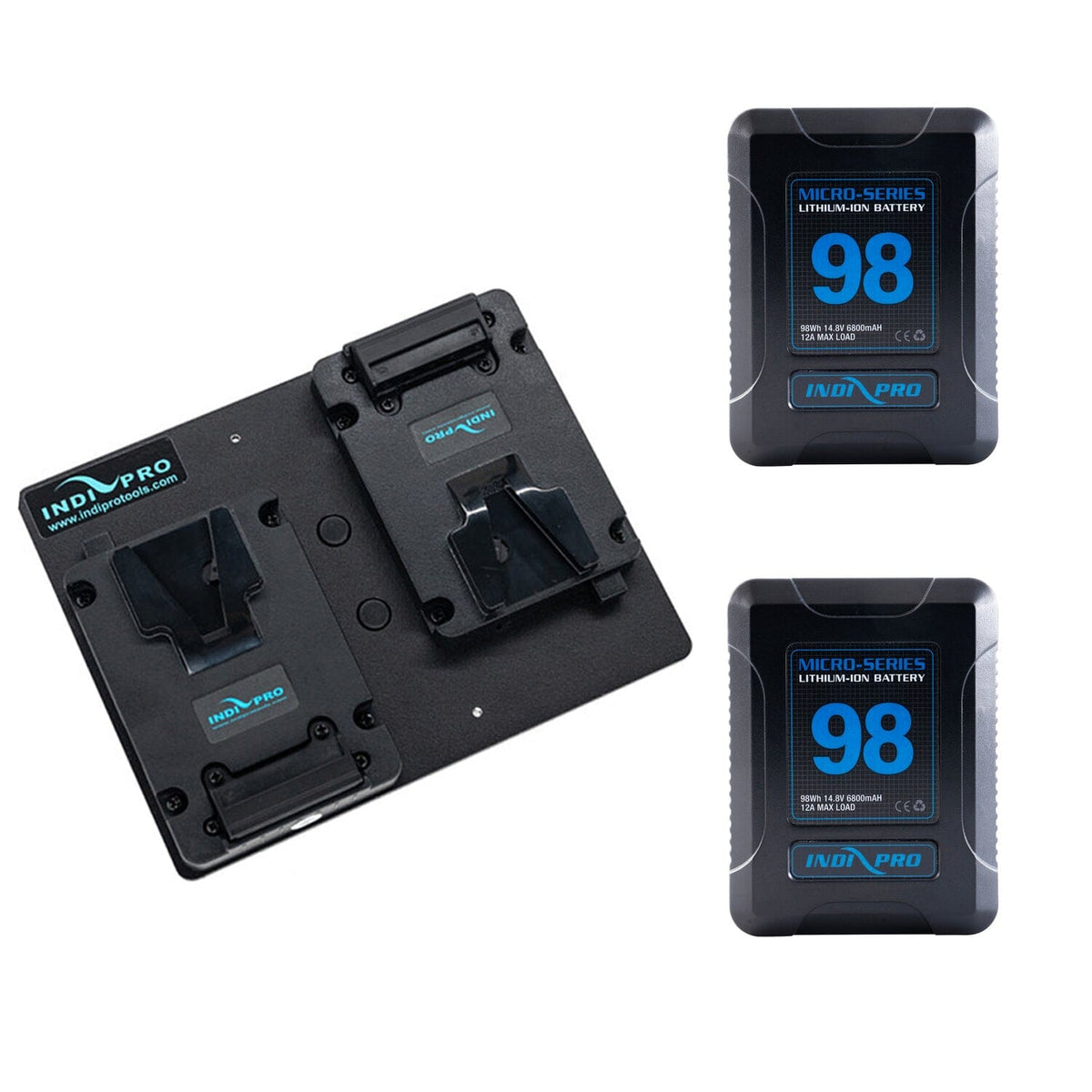 2x Micro-Series 98Wh Li-Ion Batteries with Hot-Swap Dual V-Mount Adapt